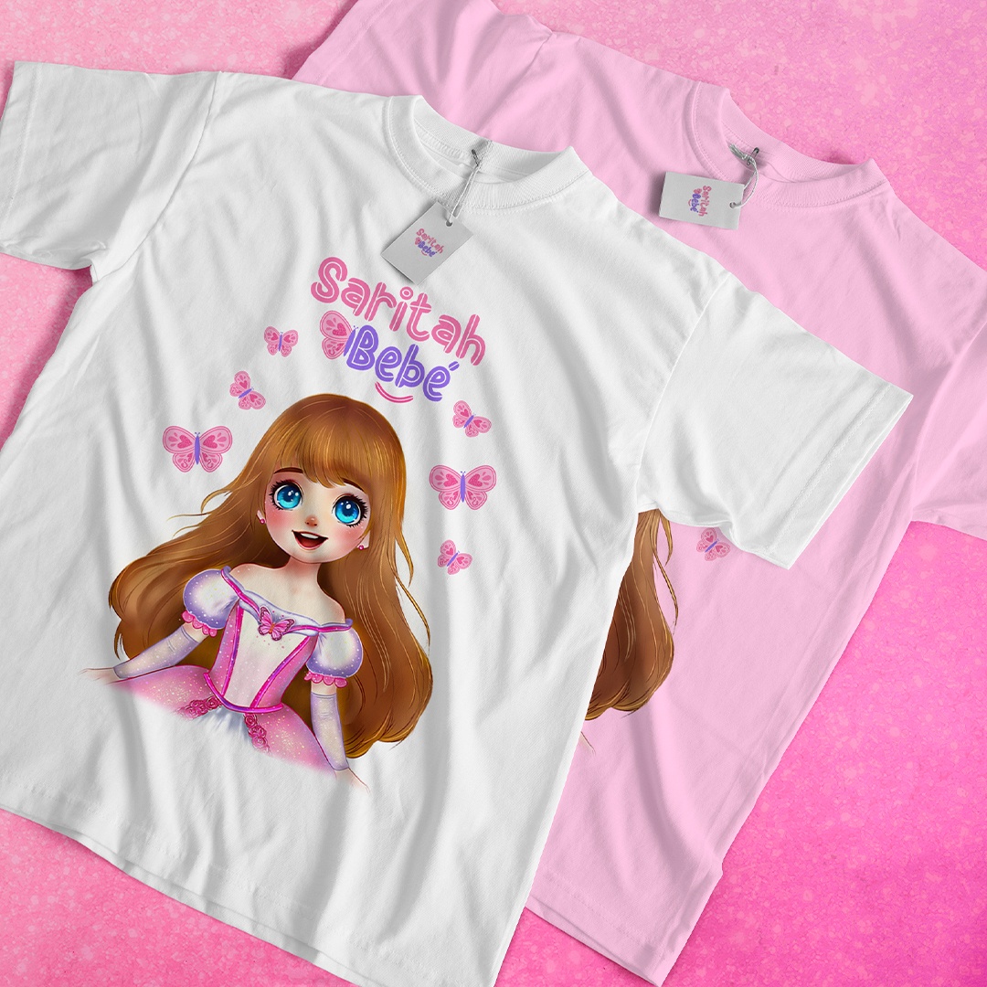 Playera de Saritah bebé con choker y sticker - Los Meñiques de la Casa ...